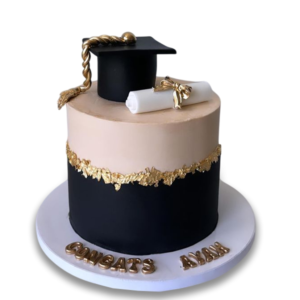Black & Gold Graduation Cake - Holame Cakes