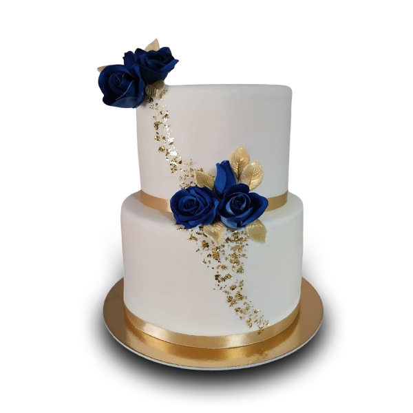 Royal Blue & Gold Elegance Cake - Holame Cakes